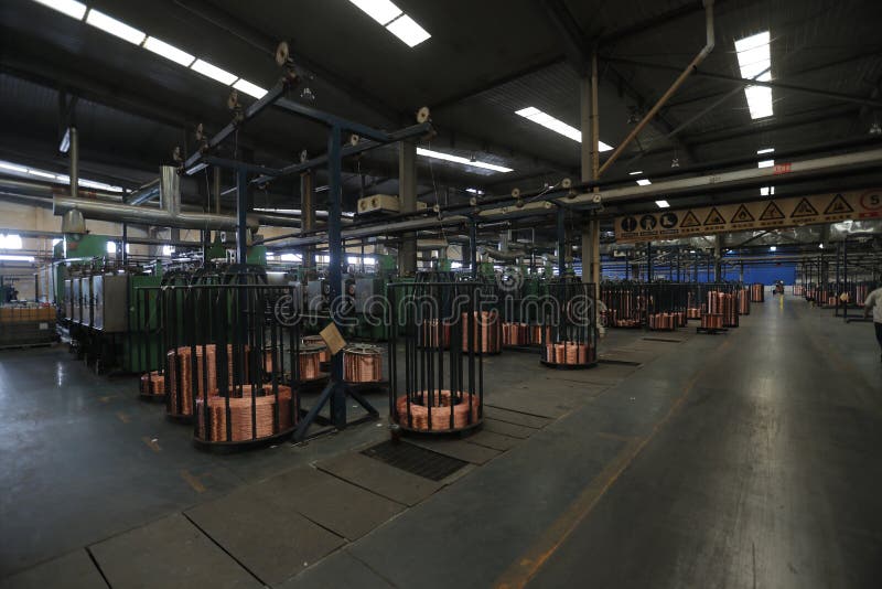 Copper Wire Copper Pipe Processing Machine Stock Photo - Image of lathe ...