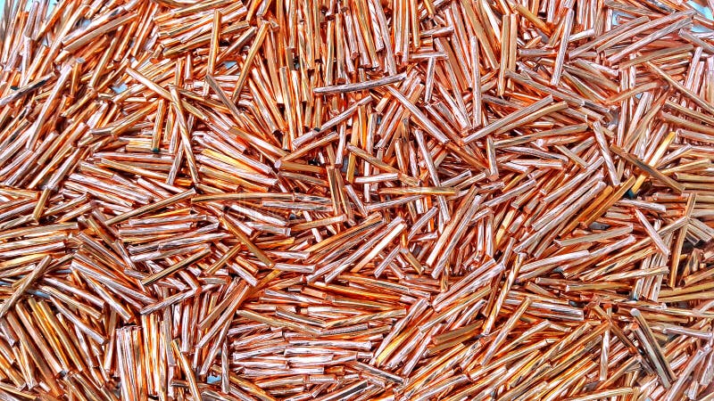 Copper Wire is Cut into Pieces for Recycling on White Background Stock ...
