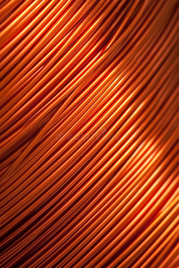 Copper Wire for Electronics Close-up with a Focus on the Center and ...