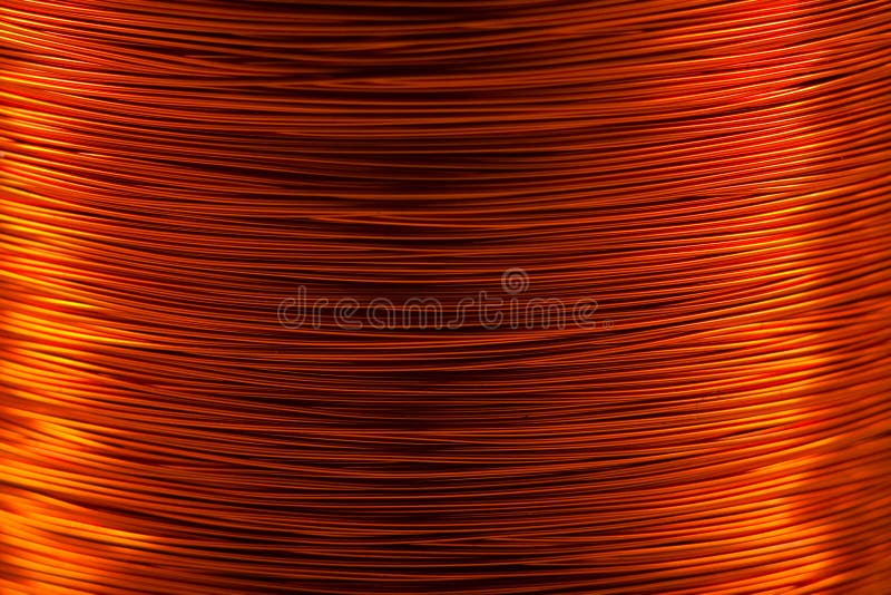 Copper Wire for Electronics Close-up with a Focus on the Center and ...