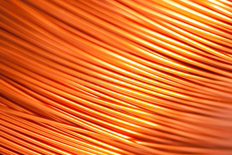 Copper Wire for Electronics Close-up with a Focus on the Center and ...
