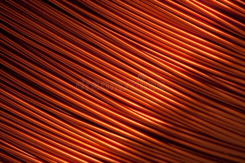 Copper Wire for Electronics Close-up with a Focus on the Center and ...