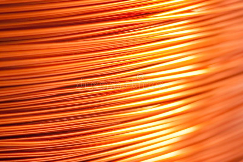 Copper Wire for Electronics Close-up with a Focus on the Center and ...