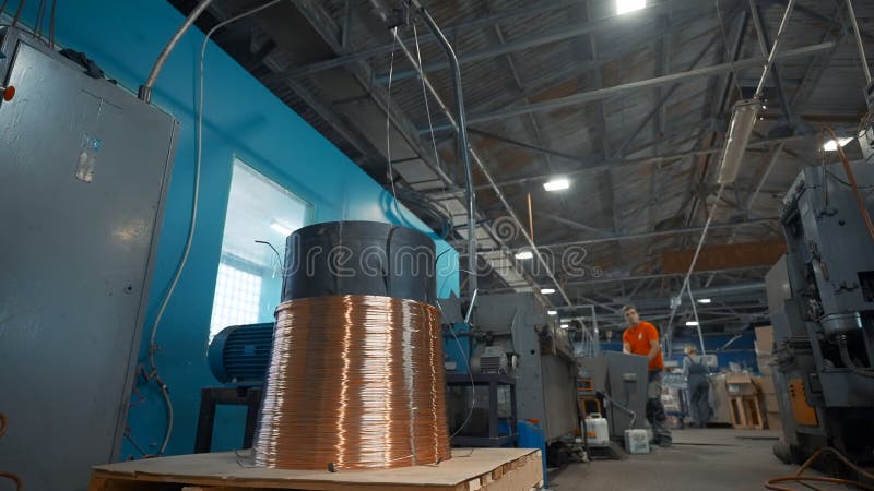 Copper Wire on Industrial Coil with Working. Creative Stock Video ...