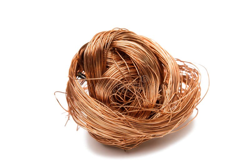 Copper Wire Isolated on White Background Stock Photo - Image of ...
