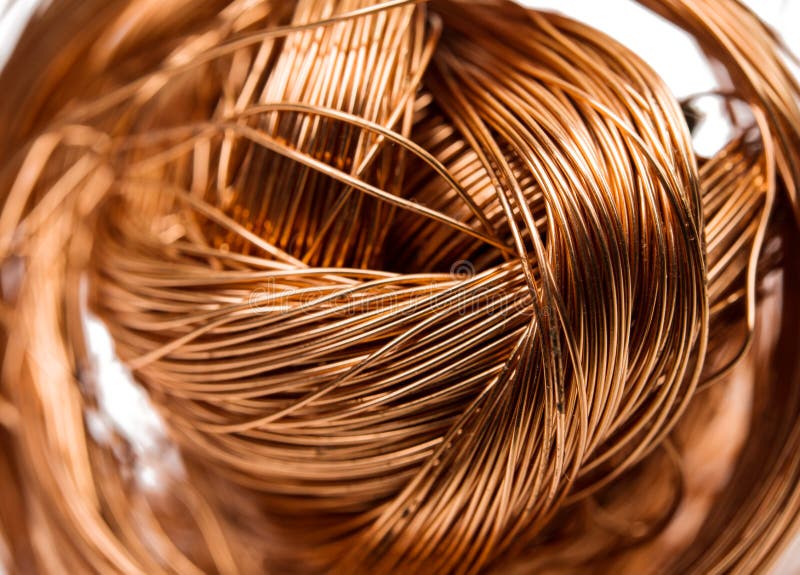 Copper Wire Isolated on White Background Stock Photo - Image of ...