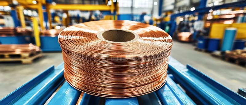 Copper Wire on Pallet in Industrial Workspace Showcasing Sleek ...