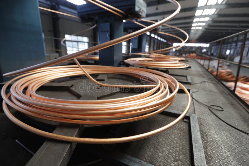 Copper Wire Copper Pipe Processing Machine Stock Image - Image of ...