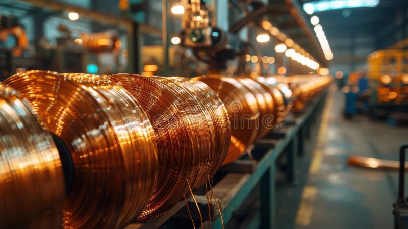 Copper Wire Production Line in Industrial Factory Stock Illustration ...