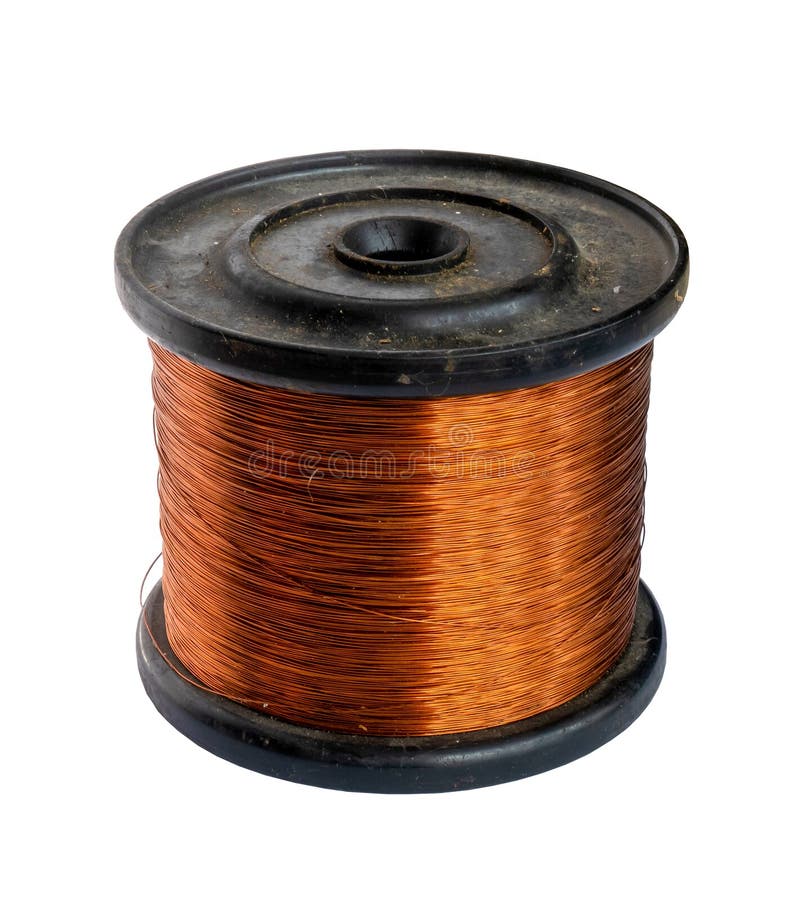 Copper Wire Spool Isolated on a White Background Stock Image - Image of ...