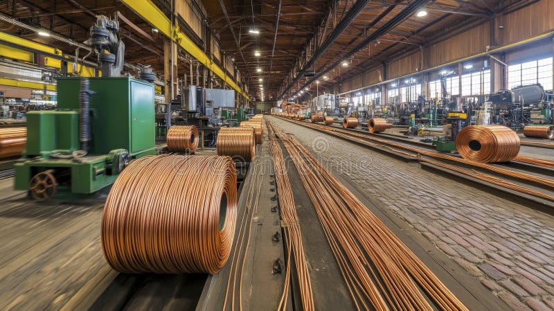Copper Wire Spools in Industrial Factory Stock Illustration ...