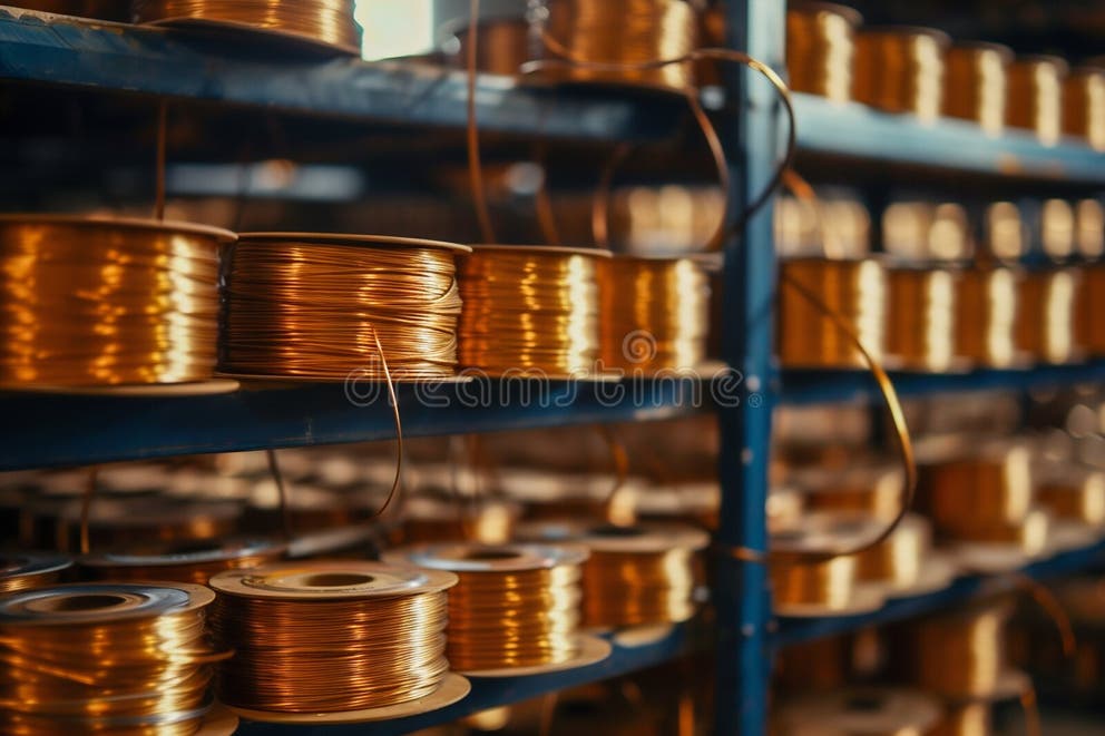 Copper Wire Spools in Storage. Generative Ai Stock Illustration ...
