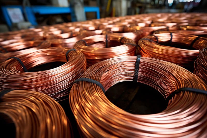 Copper Wire Spools in Warehouse Stock Image - Image of equipment, wire ...