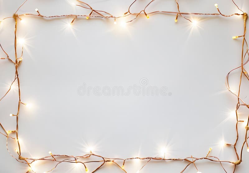 Copper Wire String Lights Frame on White Background Stock Illustration ...
