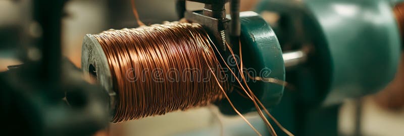 Copper Wire Winding Process on Metal Spool Stock Illustration ...