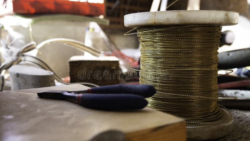 Copper Wire Winding in Workshop Stock Image - Image of workbench, wire ...