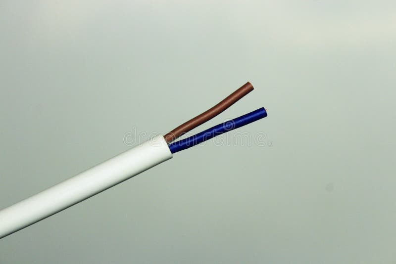 Copper Wires in White Braided Brown and Blue Stock Image - Image of ...