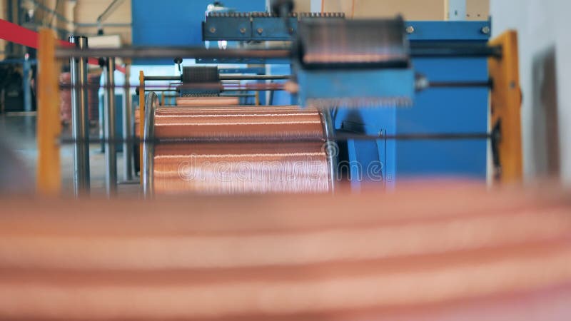 Copper Wires are Winding on the Spinning Reels Stock Footage - Video of ...