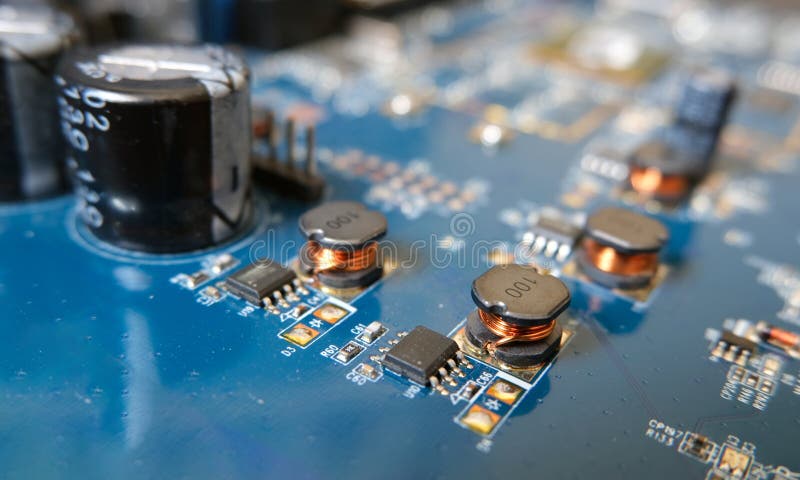 Copper Wirings and Chips on the Electronic Board Stock Photo - Image of ...