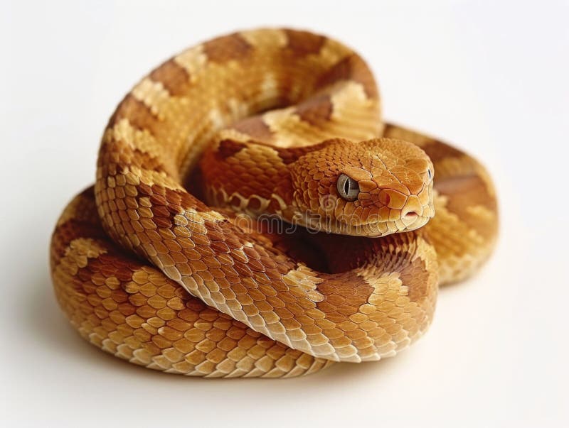 Copperhead Snake is Coiled Elegantly Highlighting Its Distinct Copper ...