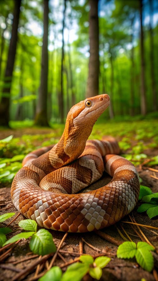 Copperhead Snake Goes Forest Stock Illustration - Illustration of icon ...
