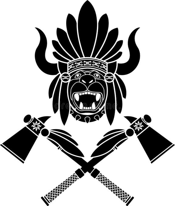 Copricapo E Tomahawks Indiani Americani Illustrazione Vettoriale ...