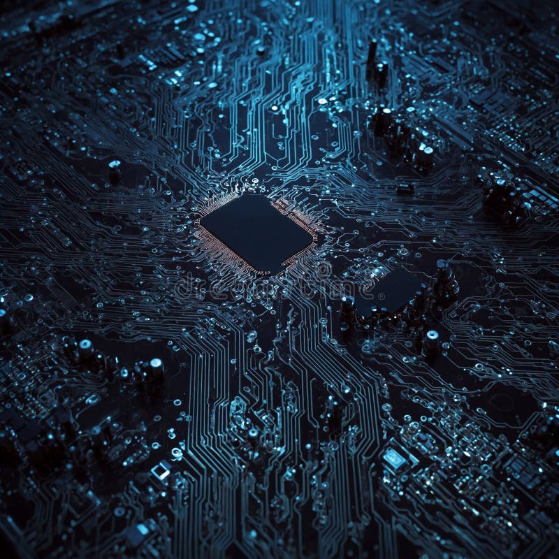 Macro Dolly Shot Side View of a Computer Electrical Circuit with Cip ...