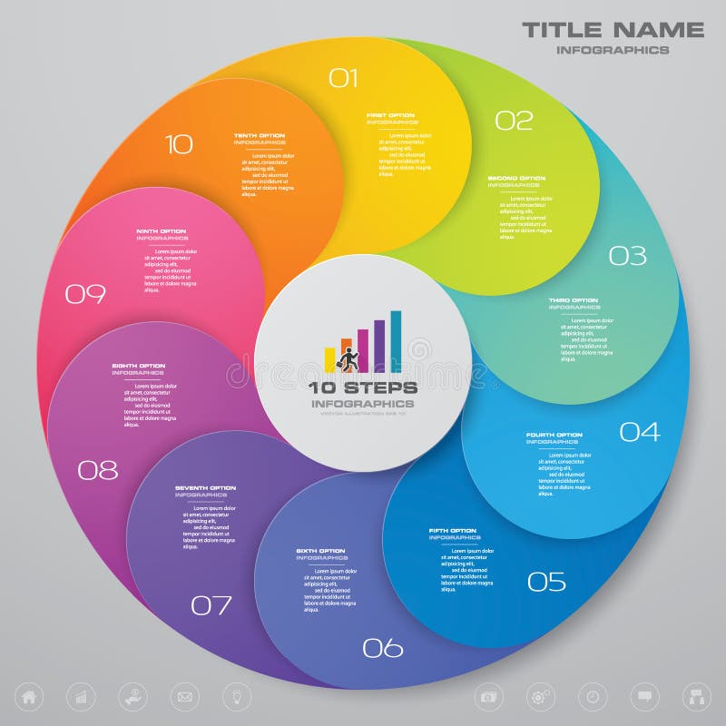 10 Steps Cycle Chart Infographics Elements. Stock Vector - Illustration ...