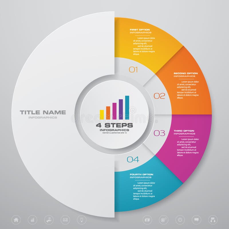 4 Steps Cycle Chart Infographics Elements for Data Presentation. Stock ...