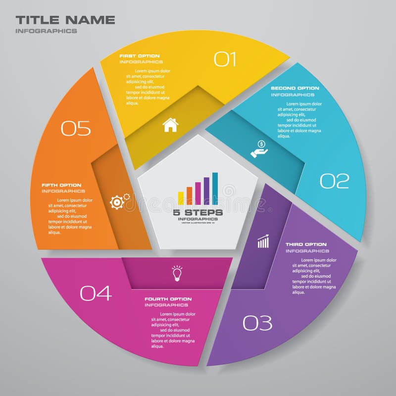 5 Steps Cycle Chart Infographics Elements for Data Presentation. Stock ...