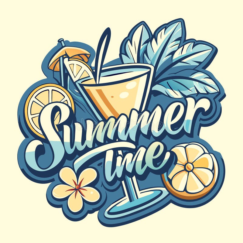 Summertime Vibes Refreshing Cocktail with Citrus Stock Vector ...