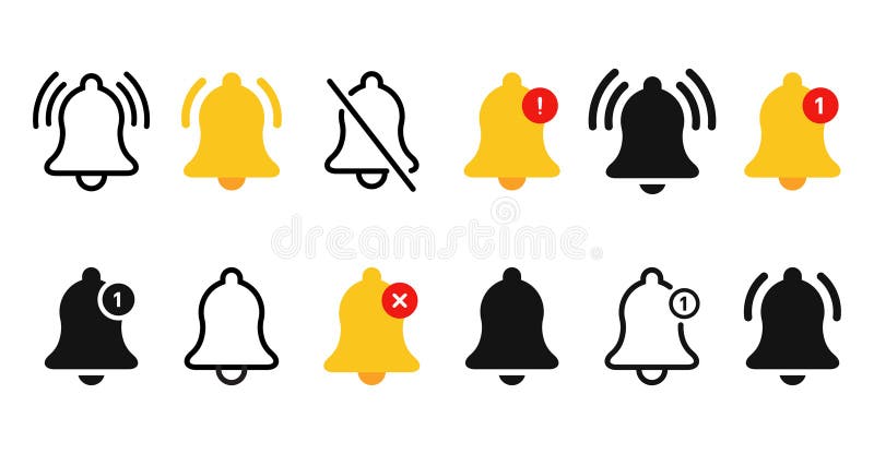 Notification Bell Icon. Alarm Symbol. Ringing Bells Icon Stock Vector ...