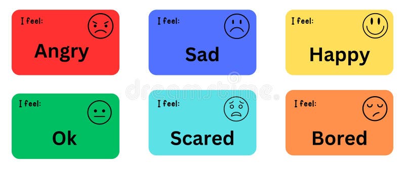 Communication Aid Cards for Children with Autism - Basic Emotions Stock ...