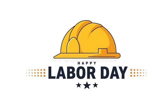 Happy Labor Day Graphic with Yellow Hard Hat Stock Illustration ...