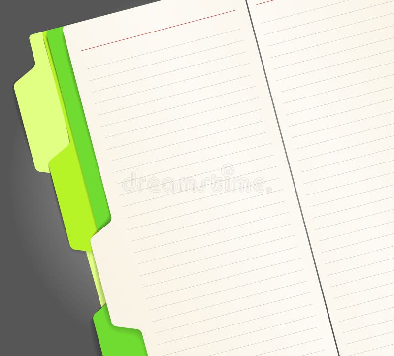 Copy-book with Green Bookmarks Stock Vector - Illustration of memo ...