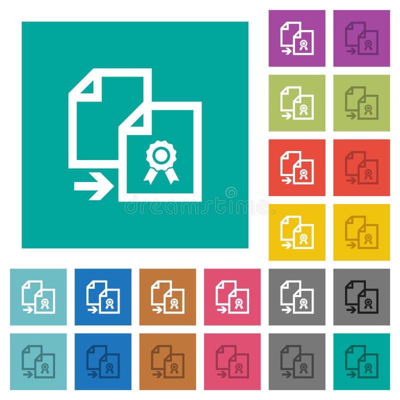 Copy Certificate Square Flat Multi Colored Icons Stock Vector ...