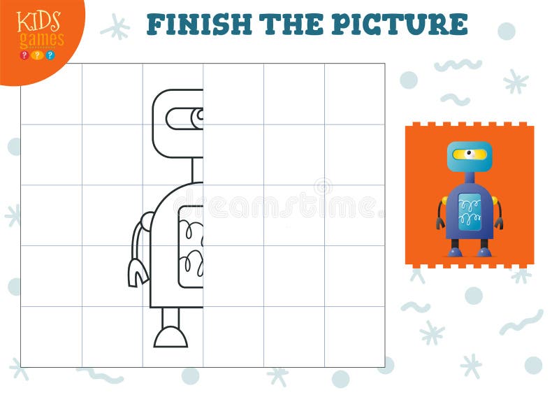 Copy and Complete Picture Vector Illustration. How To Draw Mini Game ...
