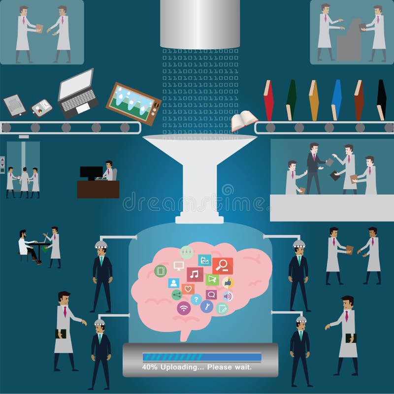 Copy Data from the Center Brain and Put in Human. Stock Vector ...