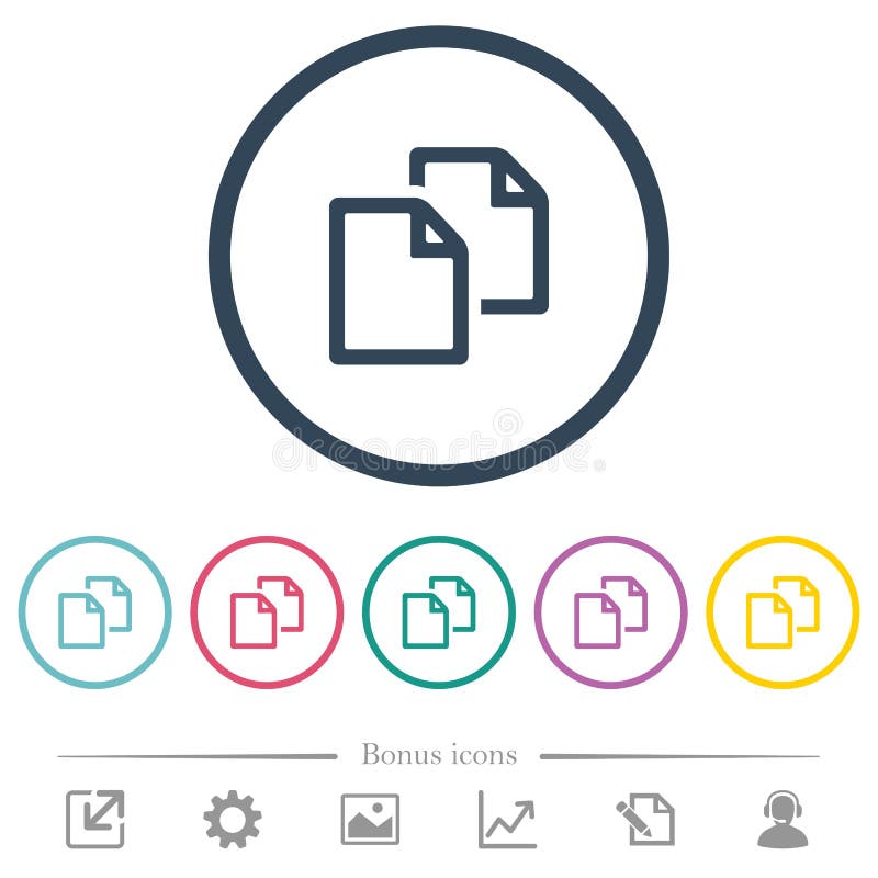 Copy Document Flat Color Icons in Round Outlines Stock Vector ...