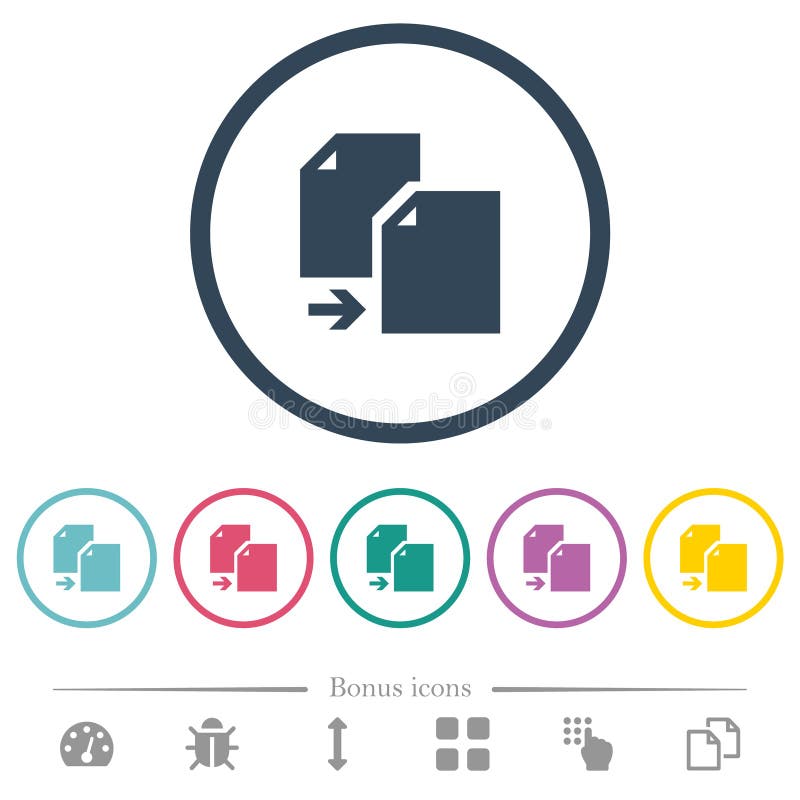 Copy Document Solid Flat Color Icons in Round Outlines Stock Vector ...