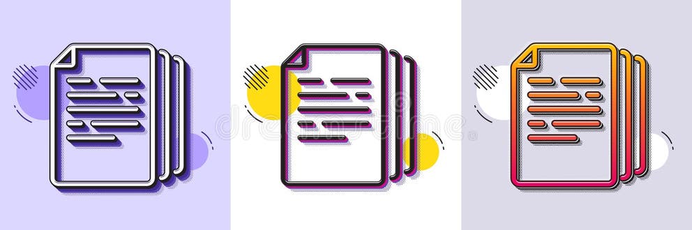 Copy Documents Line Icon. Doc File Duplicates Sign. Halftone Dotted ...