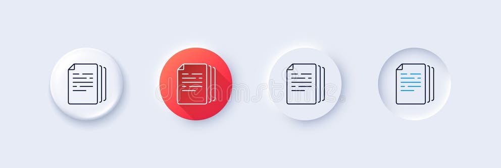 Copy Documents Line Icon. Doc File Duplicates Sign. Line Icons. Vector ...