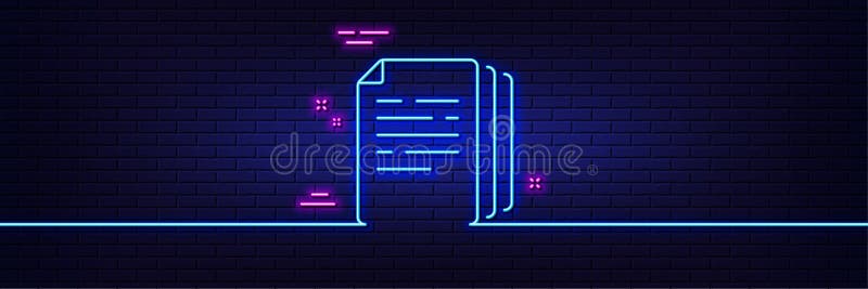 Copy Documents Line Icon. Doc File Duplicates Sign. Neon Light Glow ... Copy Documents Line Icon. Doc File Duplicates Sign. Neon Light Glow ...