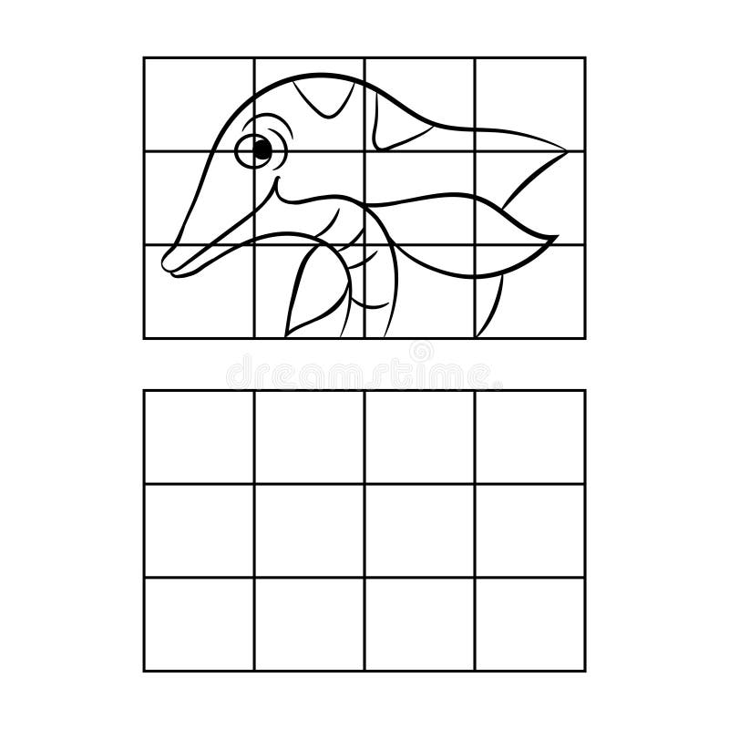 Copy the Drawing Kids Preschool Dolphin Activity Coloring Page Stock ...