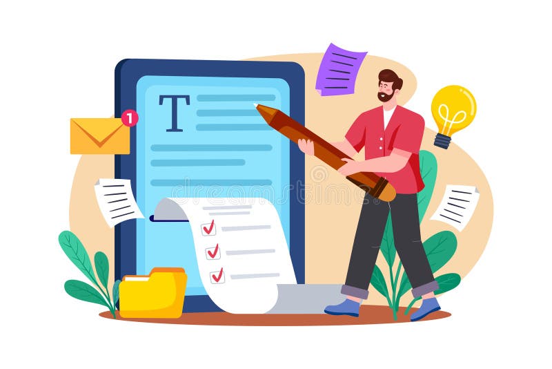 Copy Editor Illustration Concept. a Flat Illustration Isolated on White ...