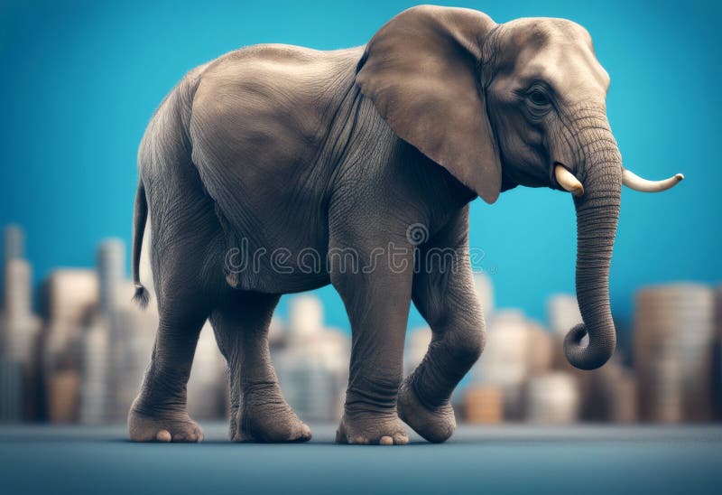 Copy Elephant Corner Peeking Blue Background Created Technology Space ...