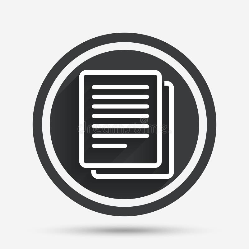 Copy File Sign Icon. Duplicate Document Symbol Stock Vector ...