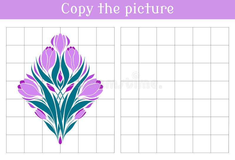Copy the Flower Picture. Educational Game for Children. Drawing ...