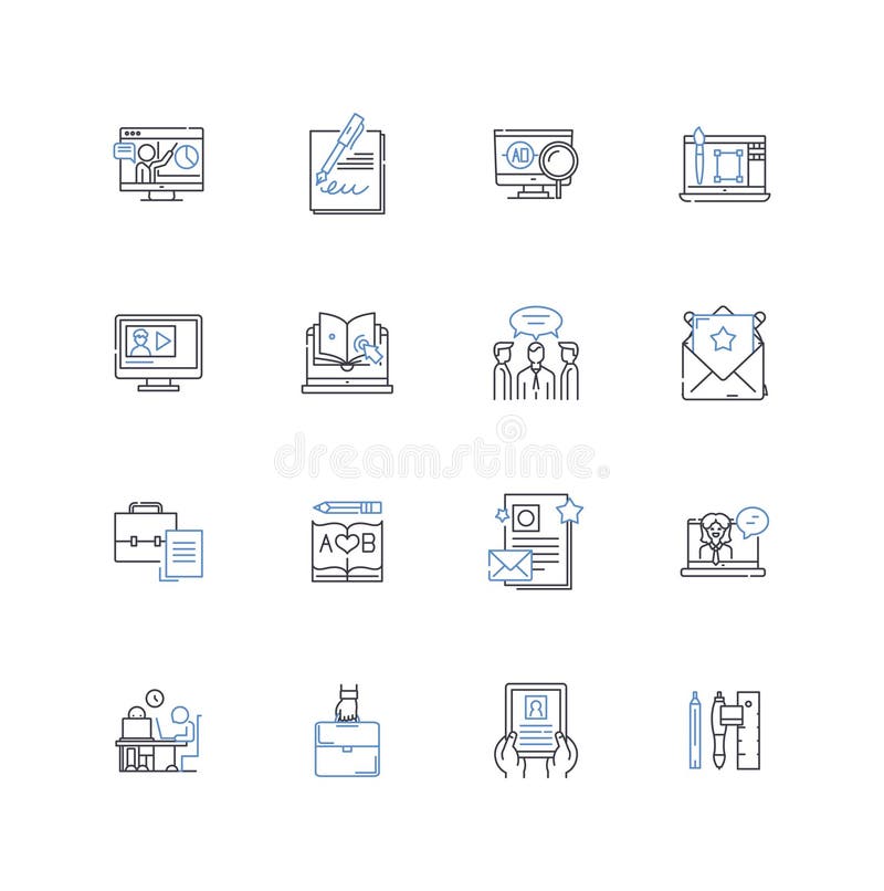 Copy Forming Line Icons Collection. Adaptation, Gathering, Collation ...