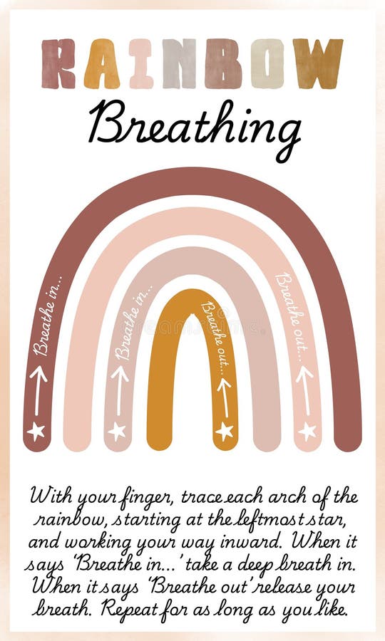Rainbow Breathing Poster for Kids – Boho Style Calm Breathing Exercise ...